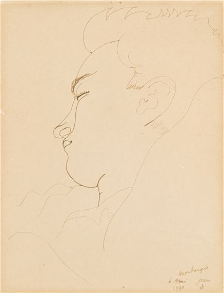 Jean Cocteau | PORTRAIT DE JEAN DESBORDES ENDORMI (1930) | MutualArt