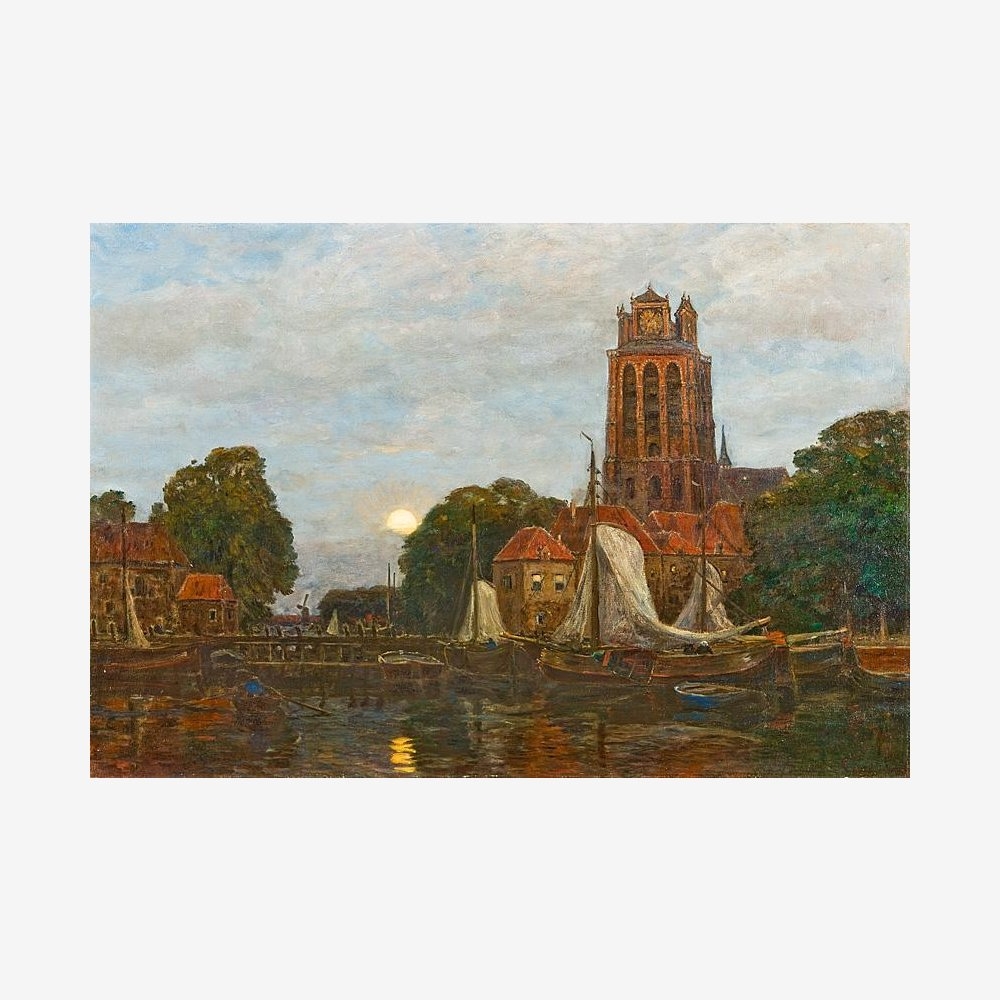 Gilbert von Canal | Mondaufgang über dem Hafen von Doordrecht | MutualArt