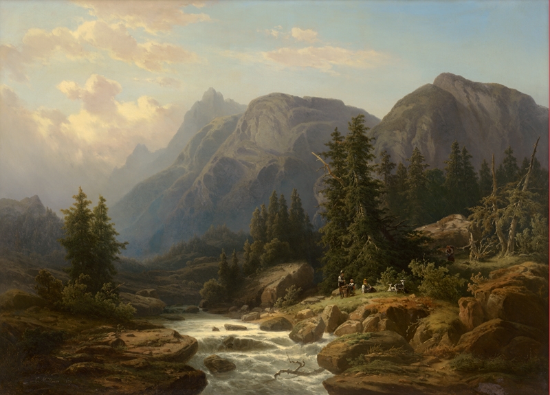 Karl Millner | An Alpine Mountainscape (1874) | MutualArt