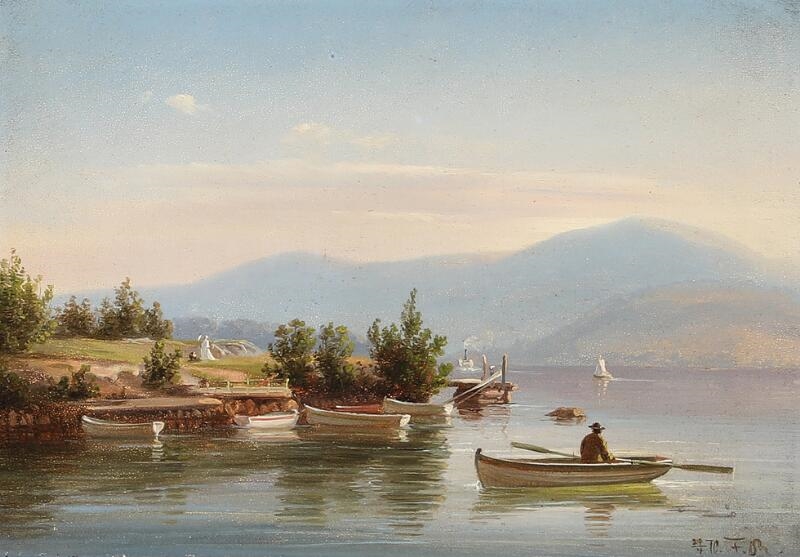 Frederik Rohde | View from a lake with rowing boats (1870) | MutualArt