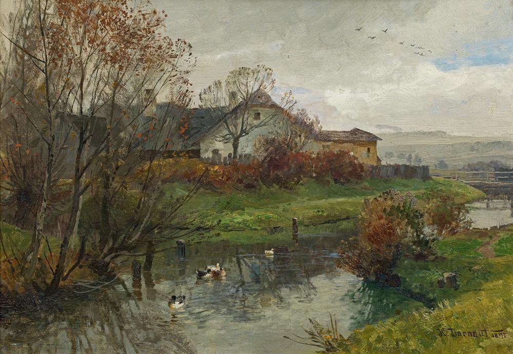 Hugo Darnaut | Farmhouse by the river | MutualArt
