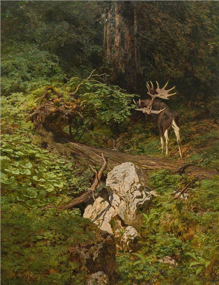 Leopold Rothaug | Ziehender Elchhirsch (1922) | MutualArt