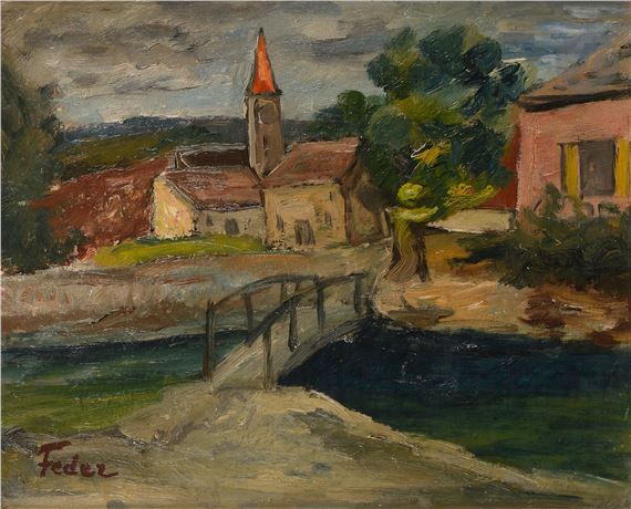 Adolphe Feder | The Bridge over the River | MutualArt