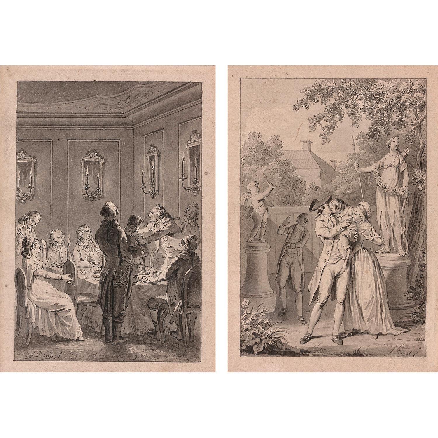 Jacobus Buys | TWO DRAWINGS DEPICTING ANTIQUE RUINS WITH PORTRAIT ...