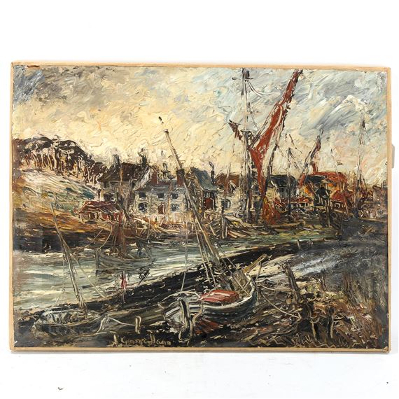 George Hann | fishing harbour (Circa 1950) | MutualArt
