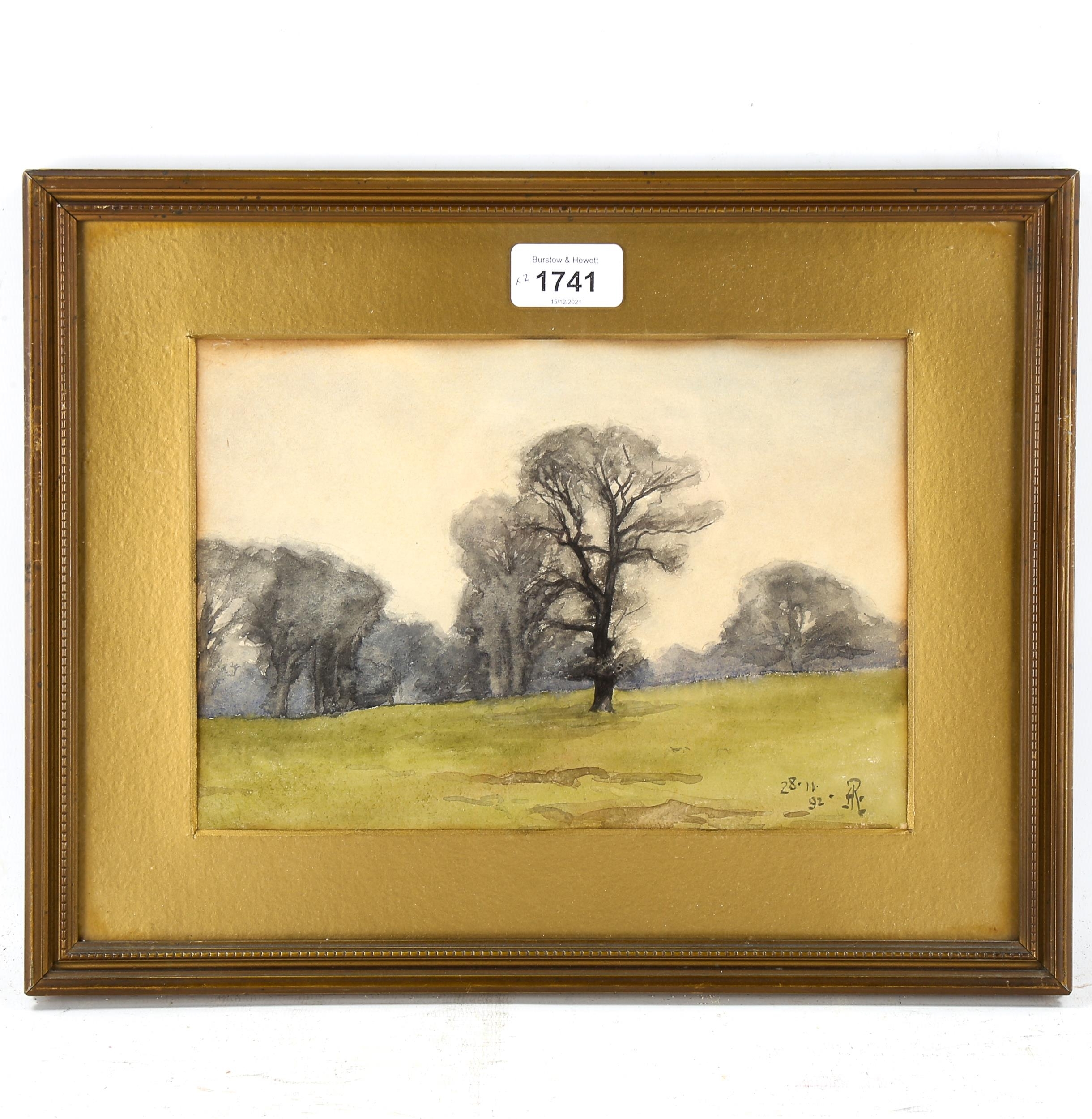 Arthur Rackham | wooded landscape and beach scene (1892) | MutualArt