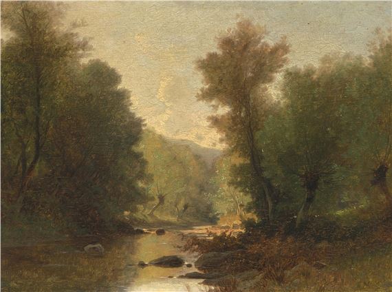 Gustave Castan | Baumbestandene Flusslandschaft | MutualArt