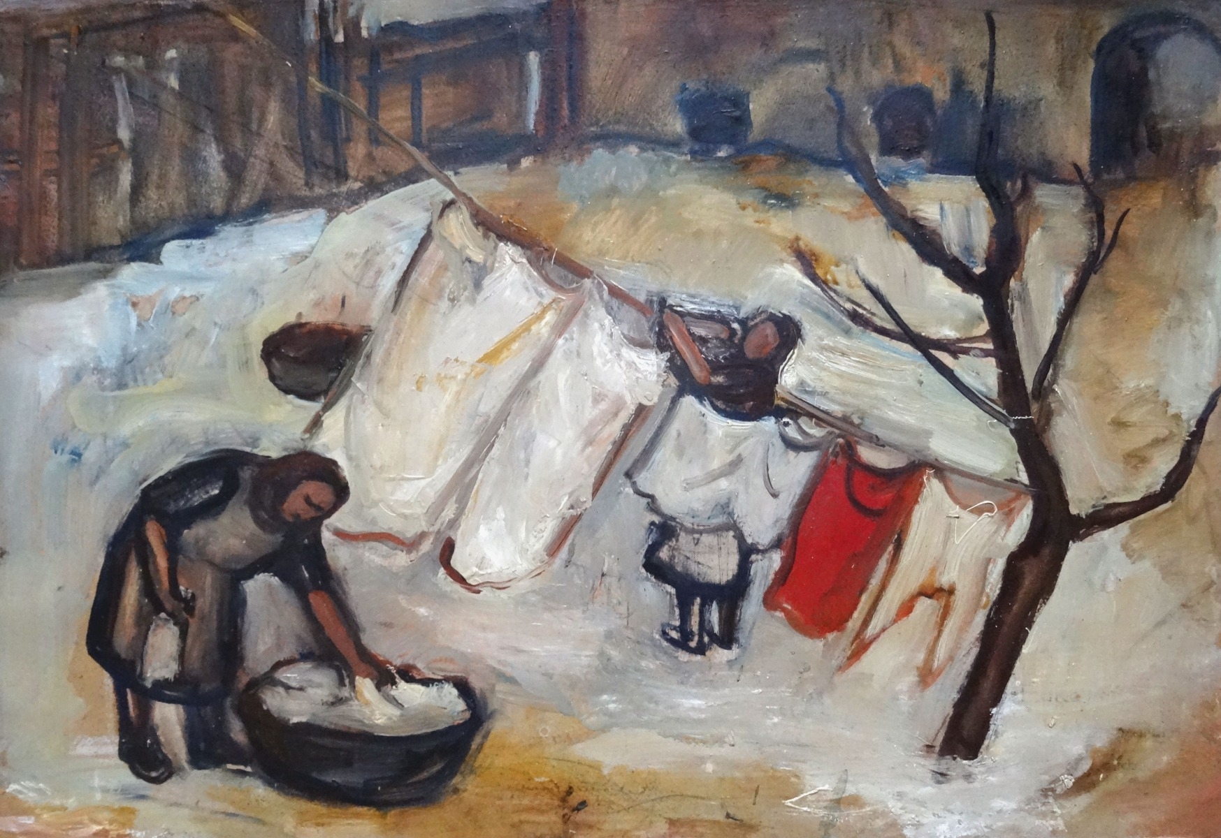 Biruta Baumane | The laundry is drying (1950s) | MutualArt