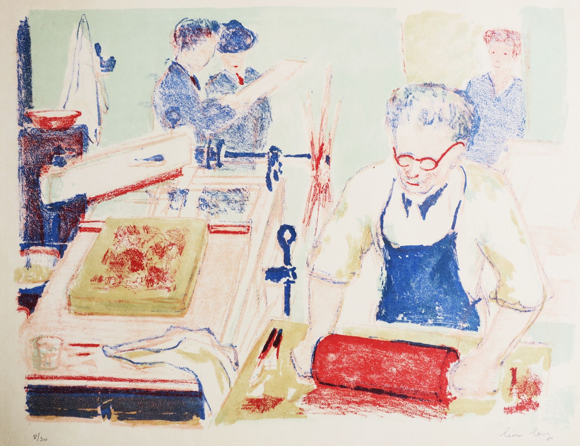 Léon Lang | The lithographer's workshop (1950) | MutualArt