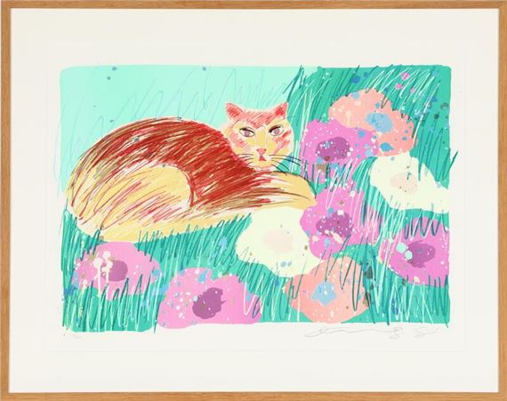 Walasse Ting | Composition with cat | MutualArt