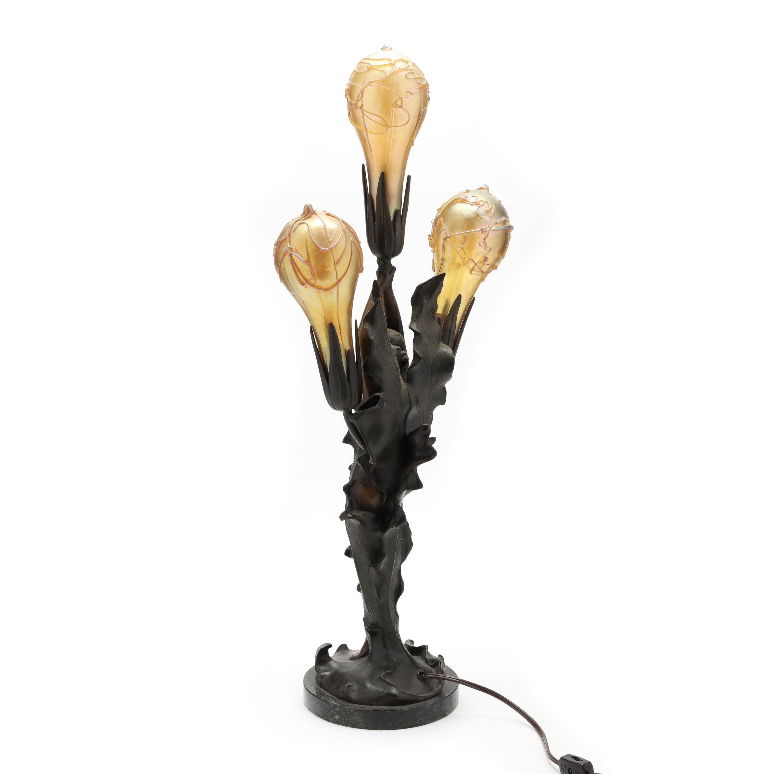 Julien Caussé | Le Chardon Figural Table Lamp (Early 20th Century ...
