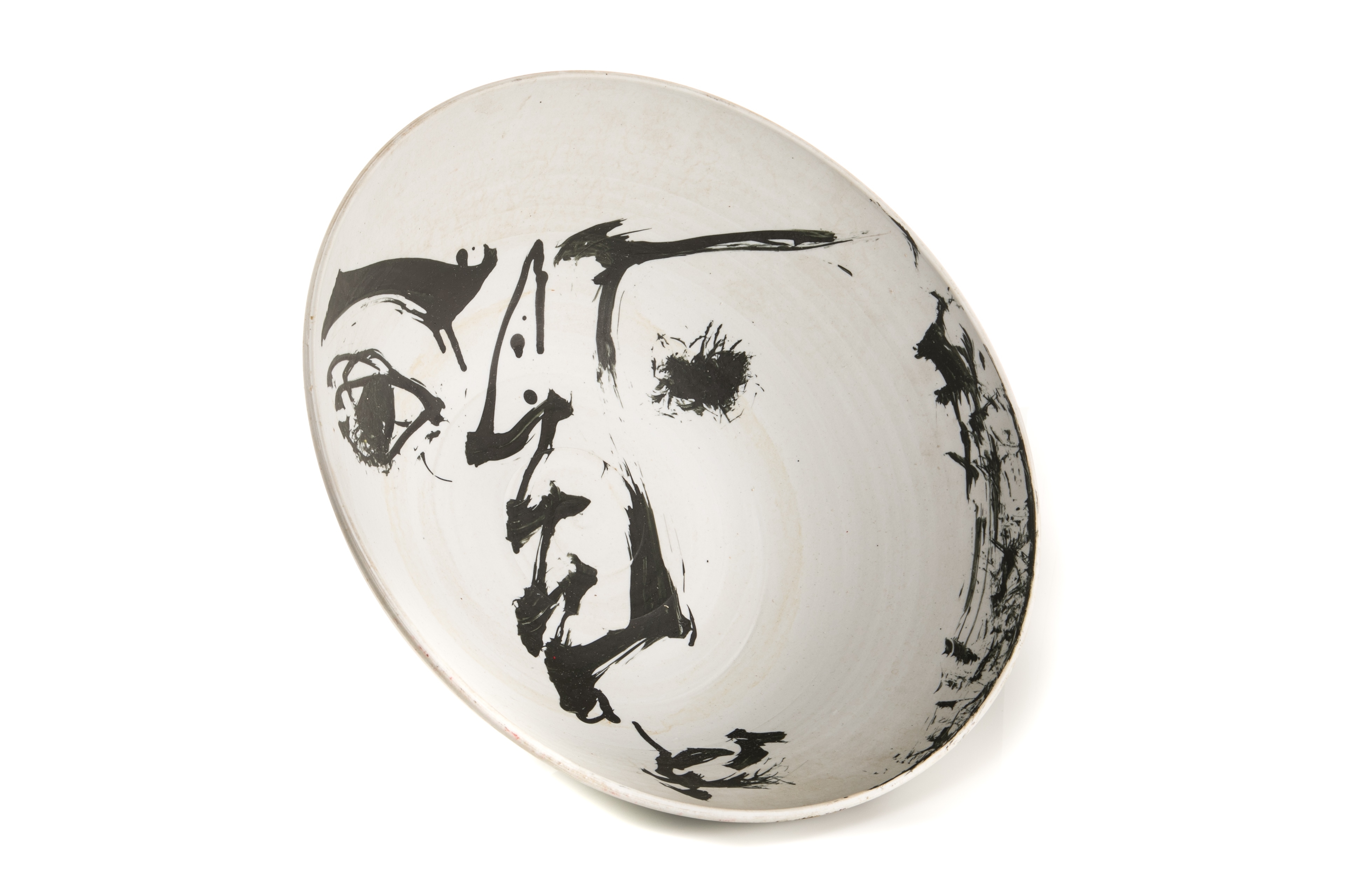 Edward Eberle | 20th C wheel thrown pottery bowl with white ground and ...