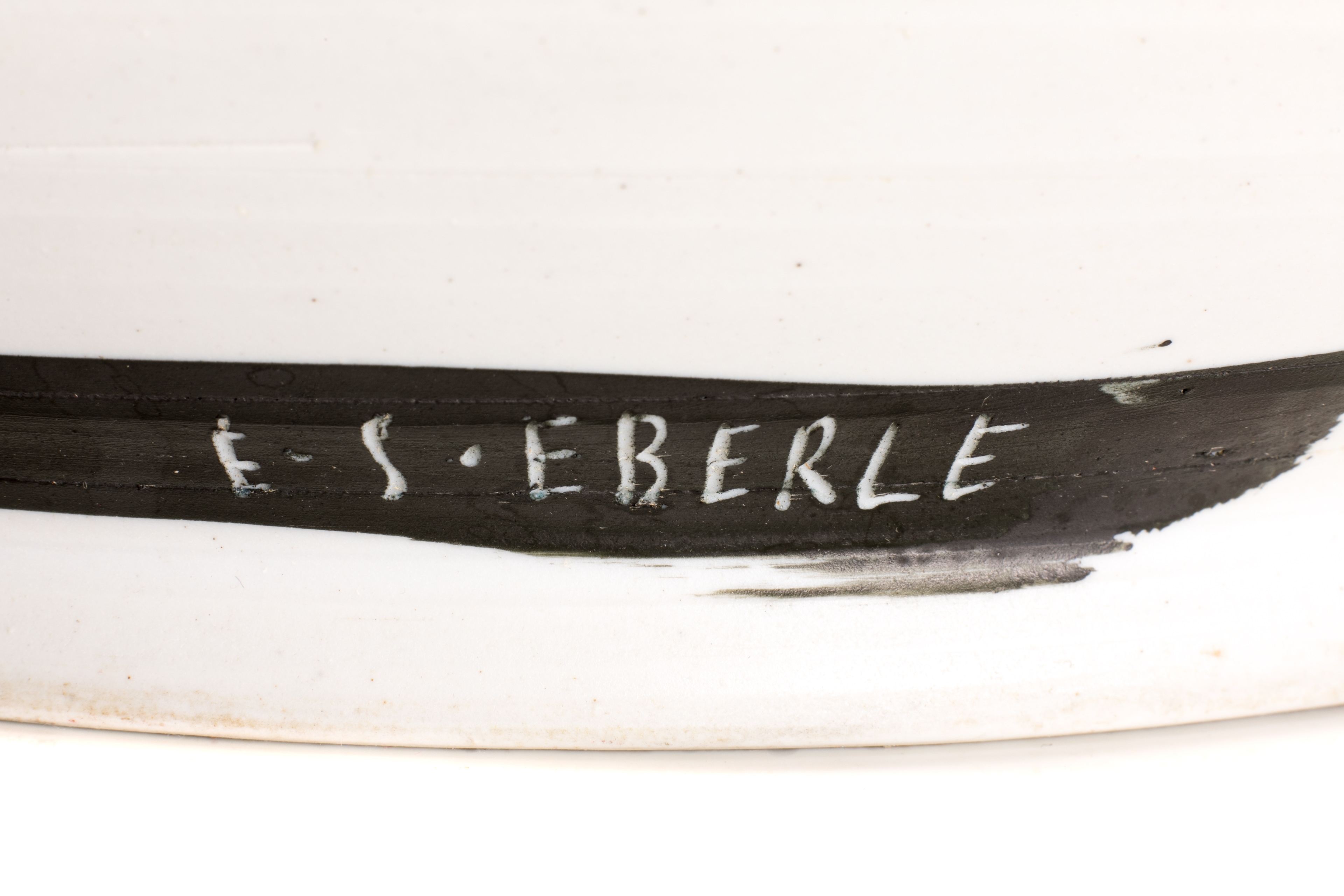 Edward Eberle | 20th C wheel thrown pottery bowl with white ground and ...