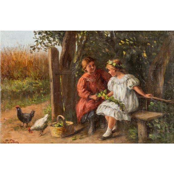 Pietronella Peters | Two girls in the garden | MutualArt