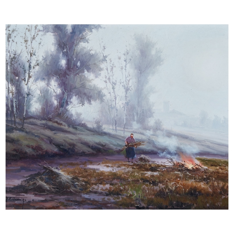 Fermín Colomer | Paisaje con figura. | MutualArt
