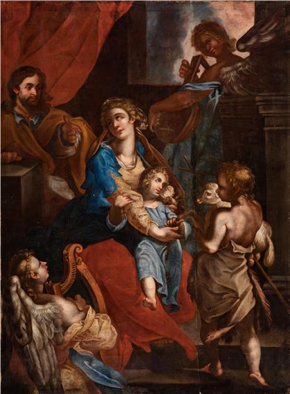 Italian School, 17th Century | Holy Fam­ily with Saint John the Bap­tist and two mu­si­cal an ...