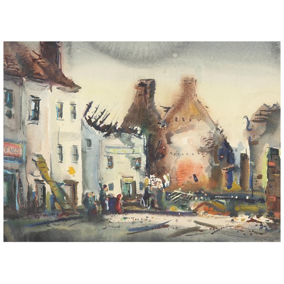 Philip Moose | A Continental Street Scene (1940) | MutualArt