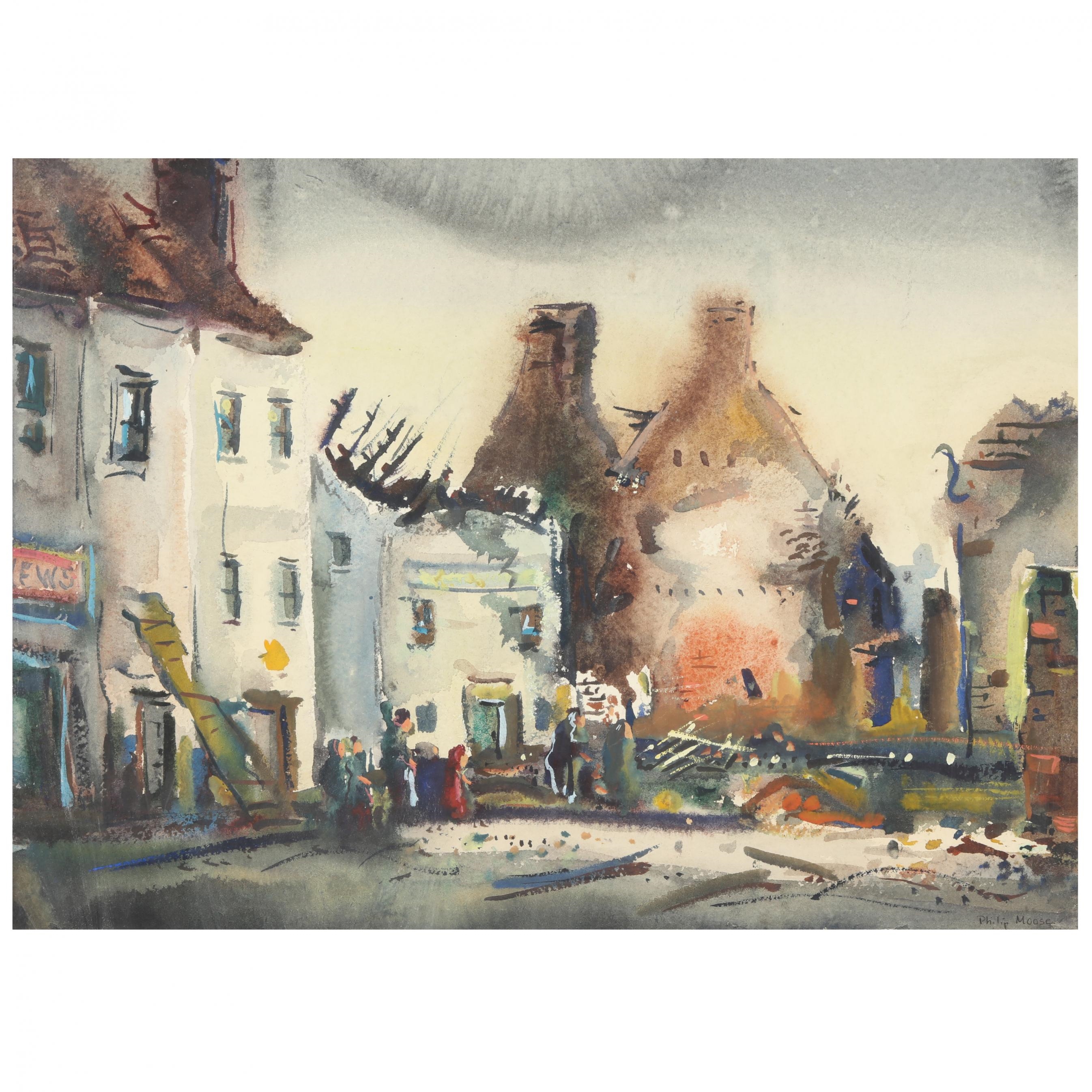 Philip Moose | A Continental Street Scene (1940) | MutualArt