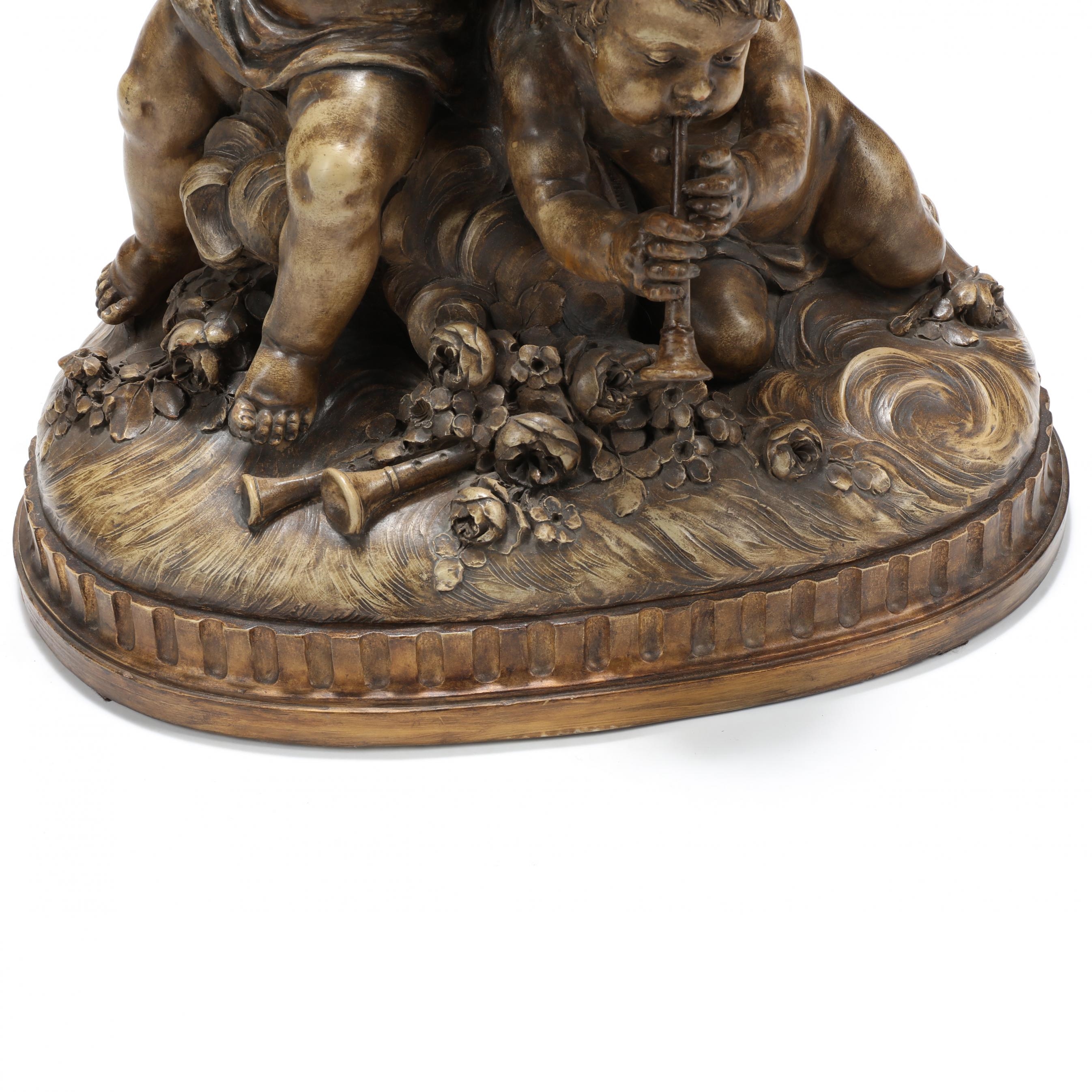 Constant Ambroise Roux | Terracotta Model of Putti Musicians (20th ...