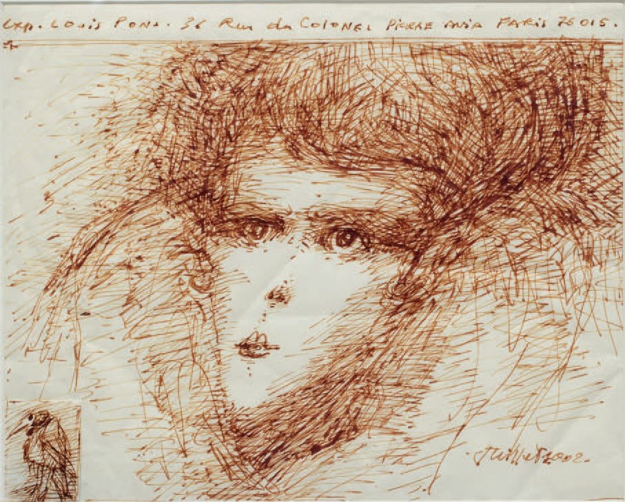 Louis Pons | Portrait and bird (2002) | MutualArt