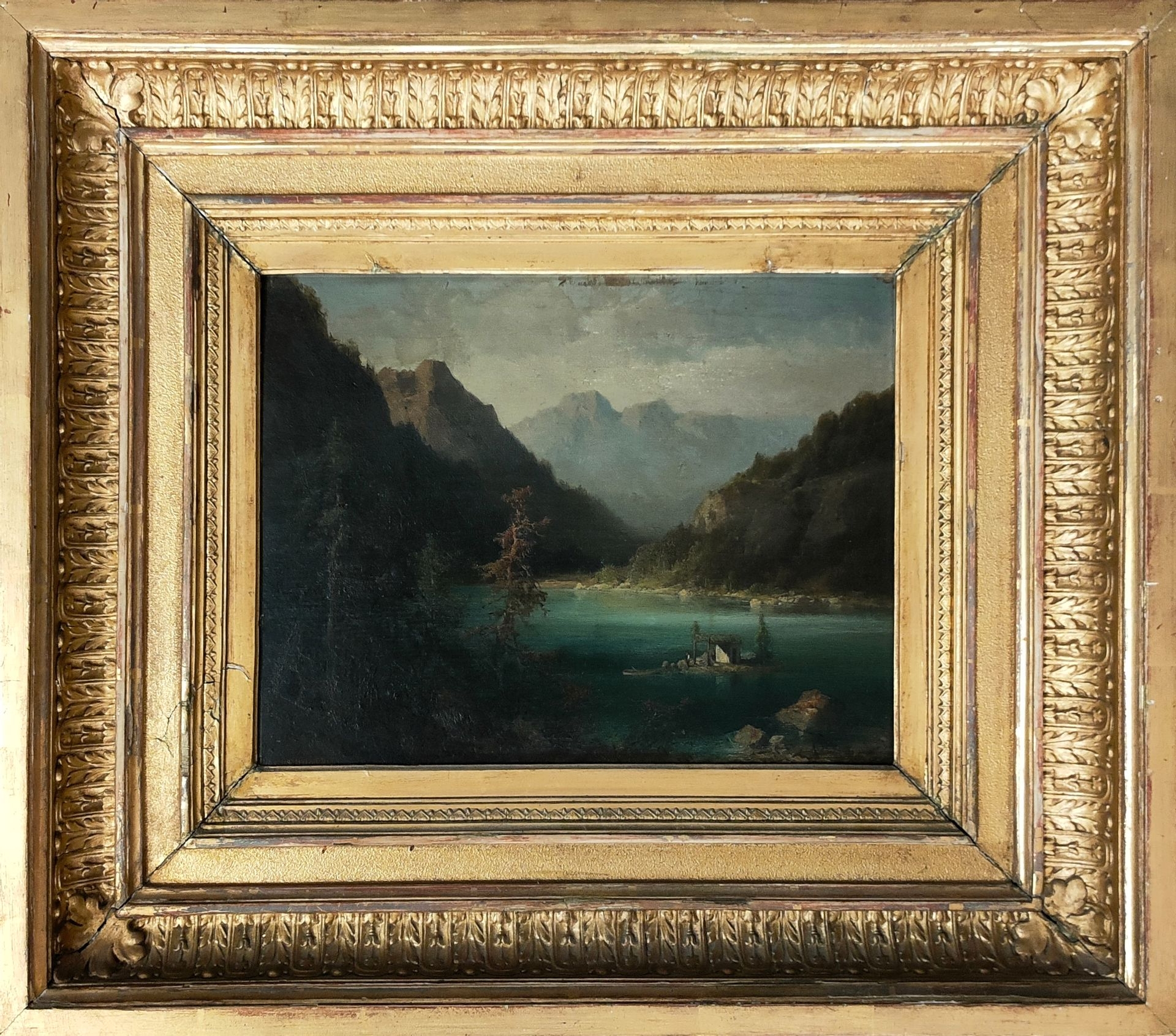 Josef Brunner | Lake Vista Under Cloudy Skies (1875) | MutualArt