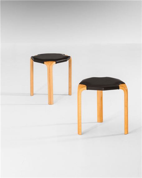 Alvar Aalto | Fan-leg stools with leather seat | MutualArt