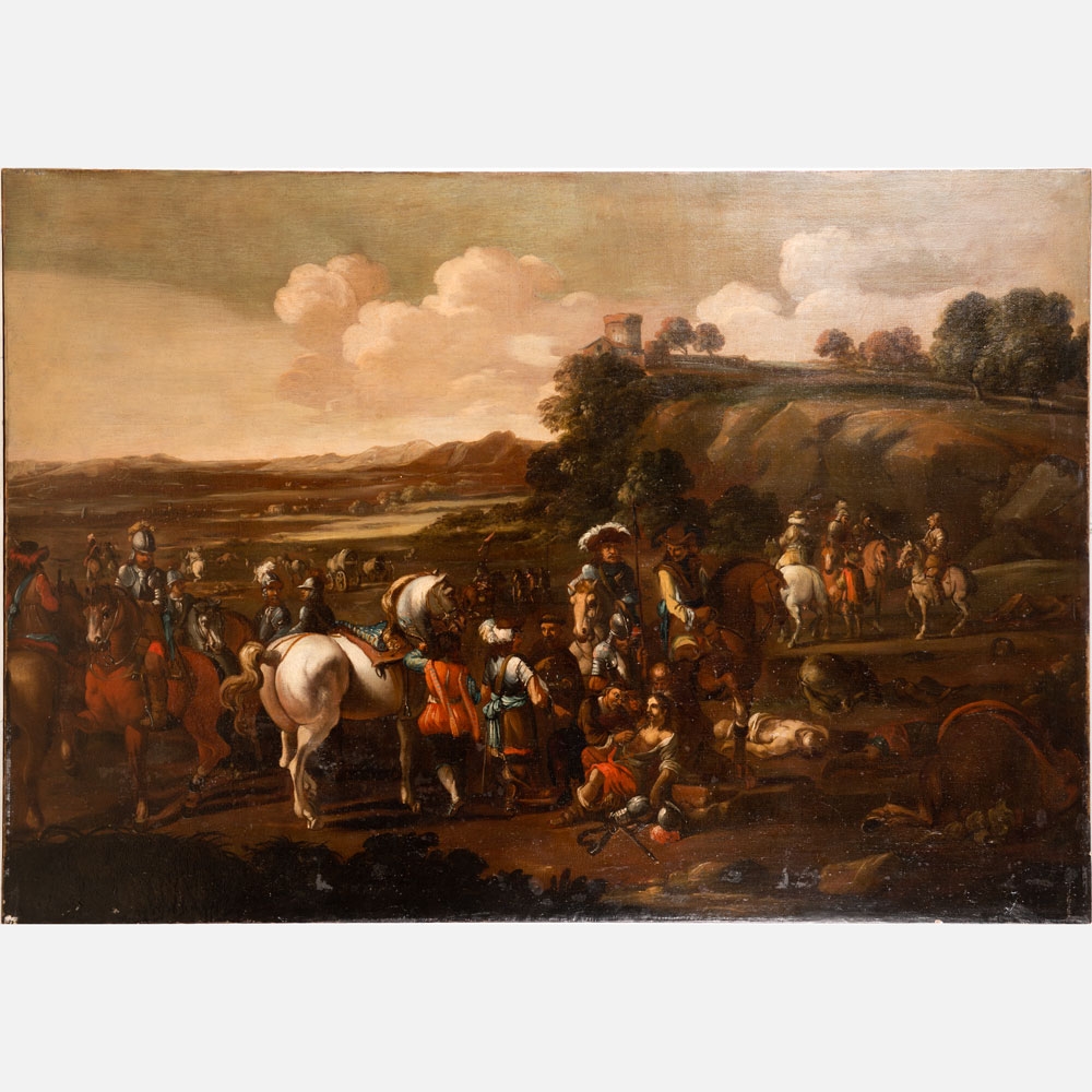 Francesco Simonini | Horse riders and soldiers resting in landscape | MutualArt