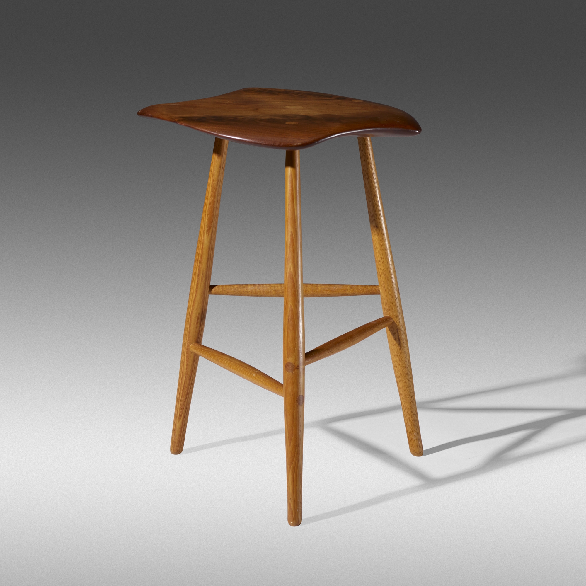 Wharton Harris Esherick | Tall cherry and hickory three legged stool ...