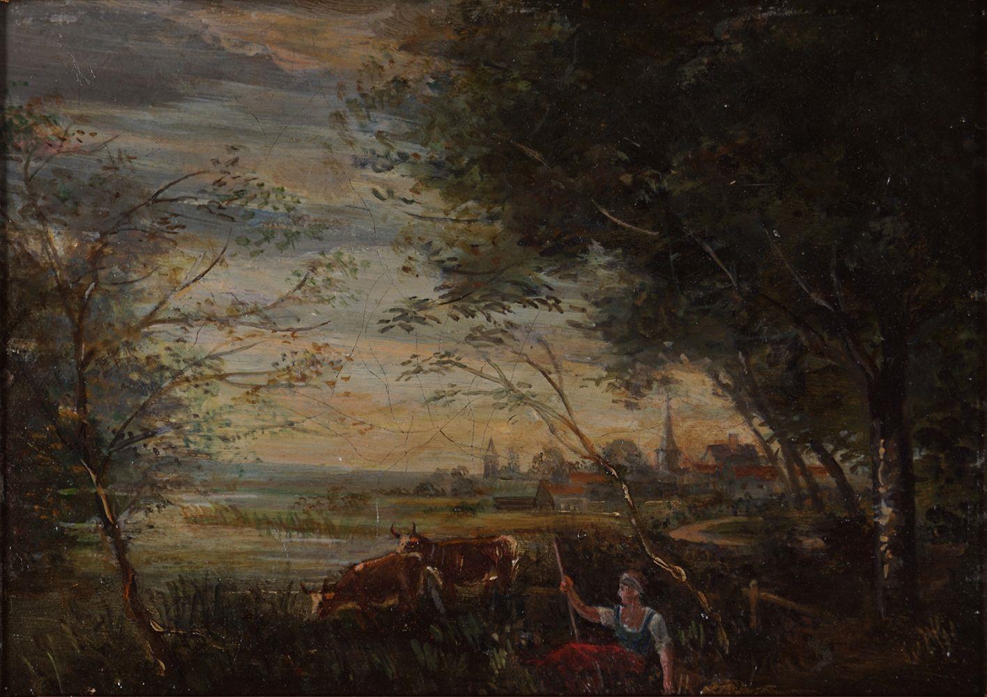 Jean Baptiste Camille Corot | Figure and cattle in a landscape | MutualArt