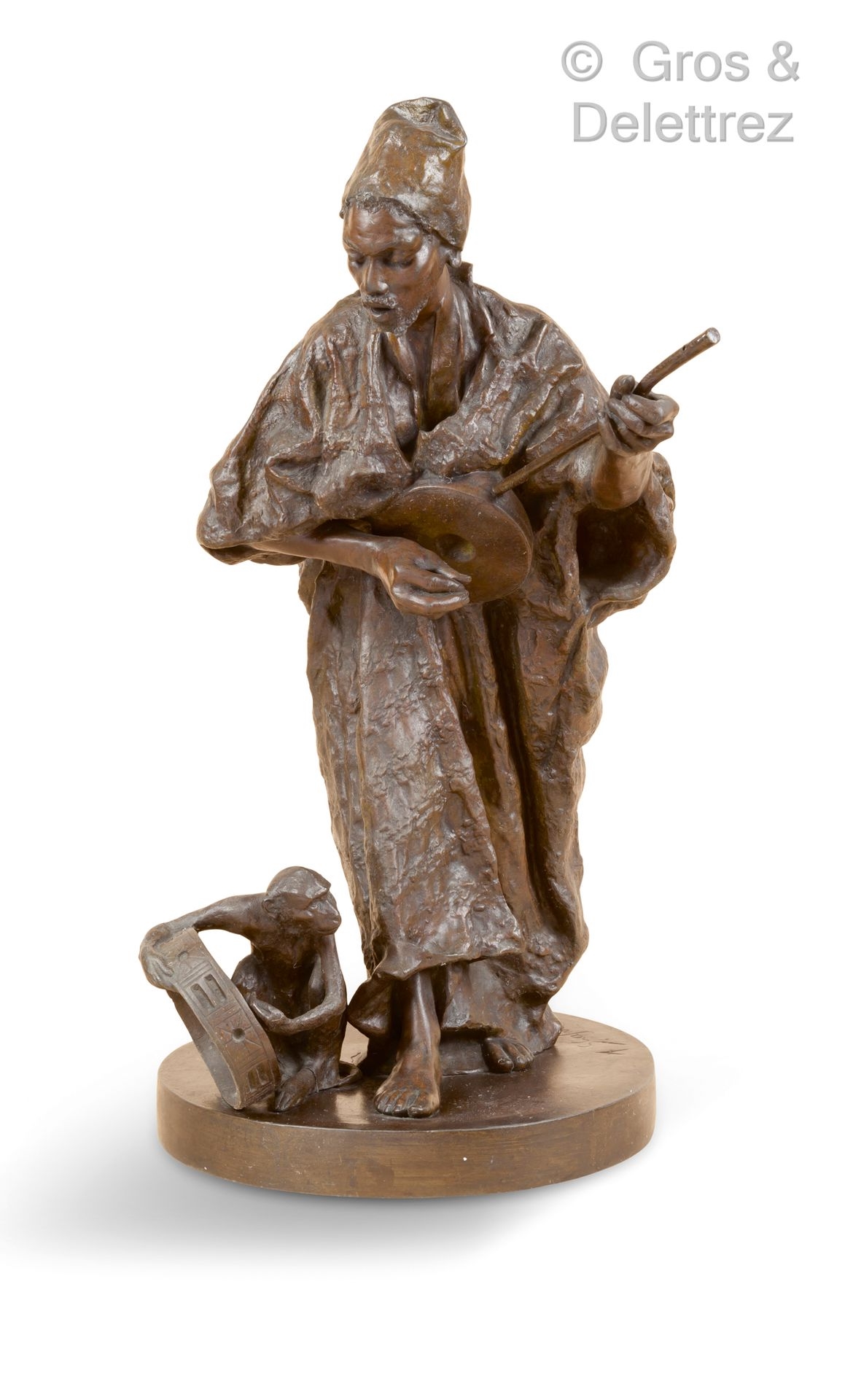 Arthur Strasser | Mandolin player with a little monkey musician | MutualArt