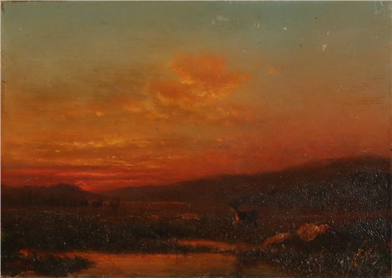 Willem Jan van den Berghe | Herten bij avondlicht | MutualArt