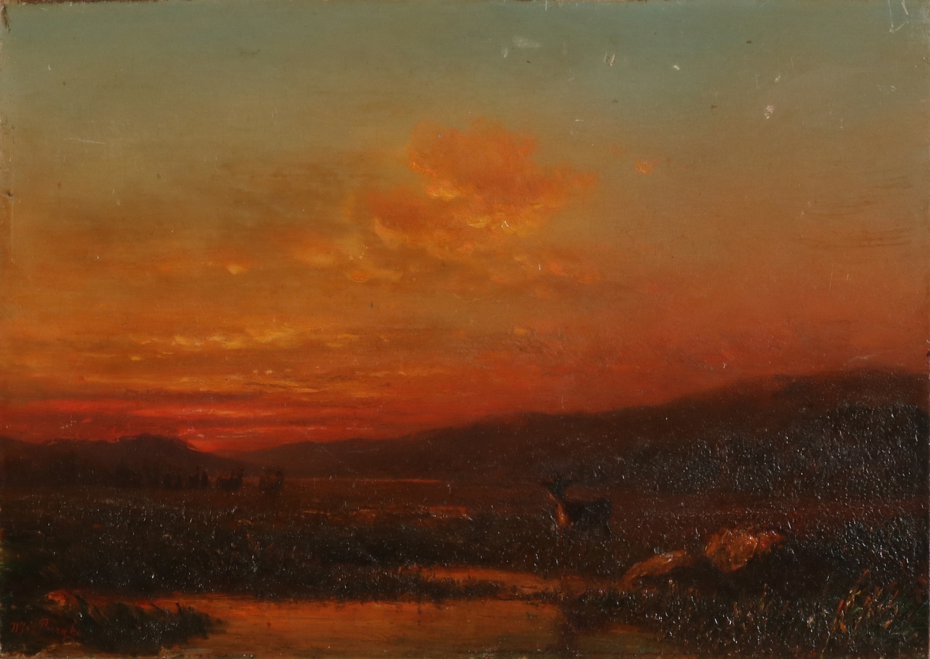 Willem Jan van den Berghe | Herten bij avondlicht | MutualArt