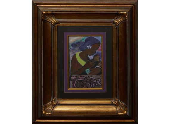 Emerson Bell | Portrait of a Woman and Child in Purple | MutualArt