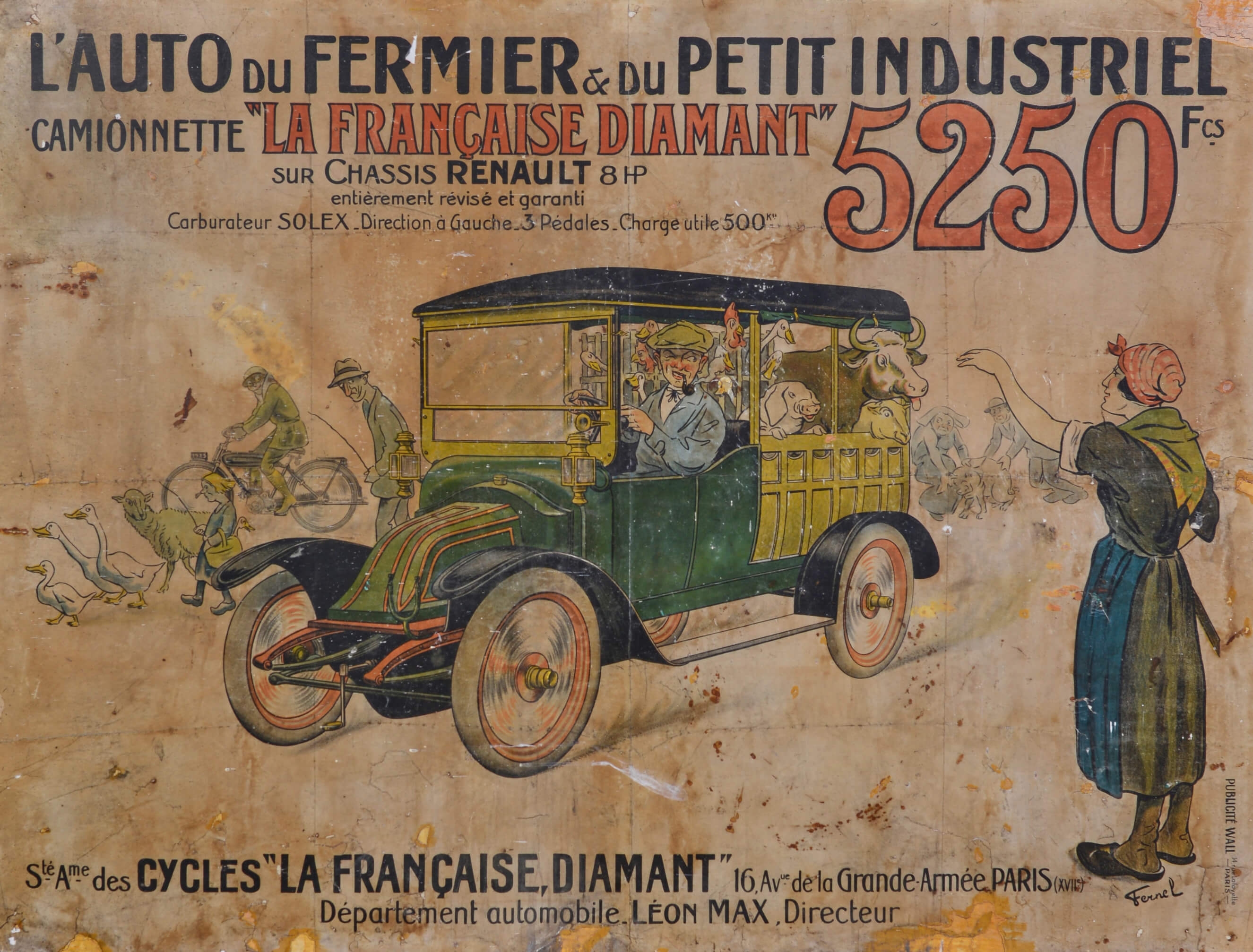 Fernand Fernel | Panneau publicitaire Camionette La Française Diamant ...