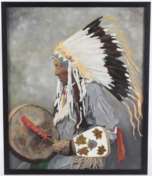 Stanbar C Watson | Original Drumming Native Man | MutualArt