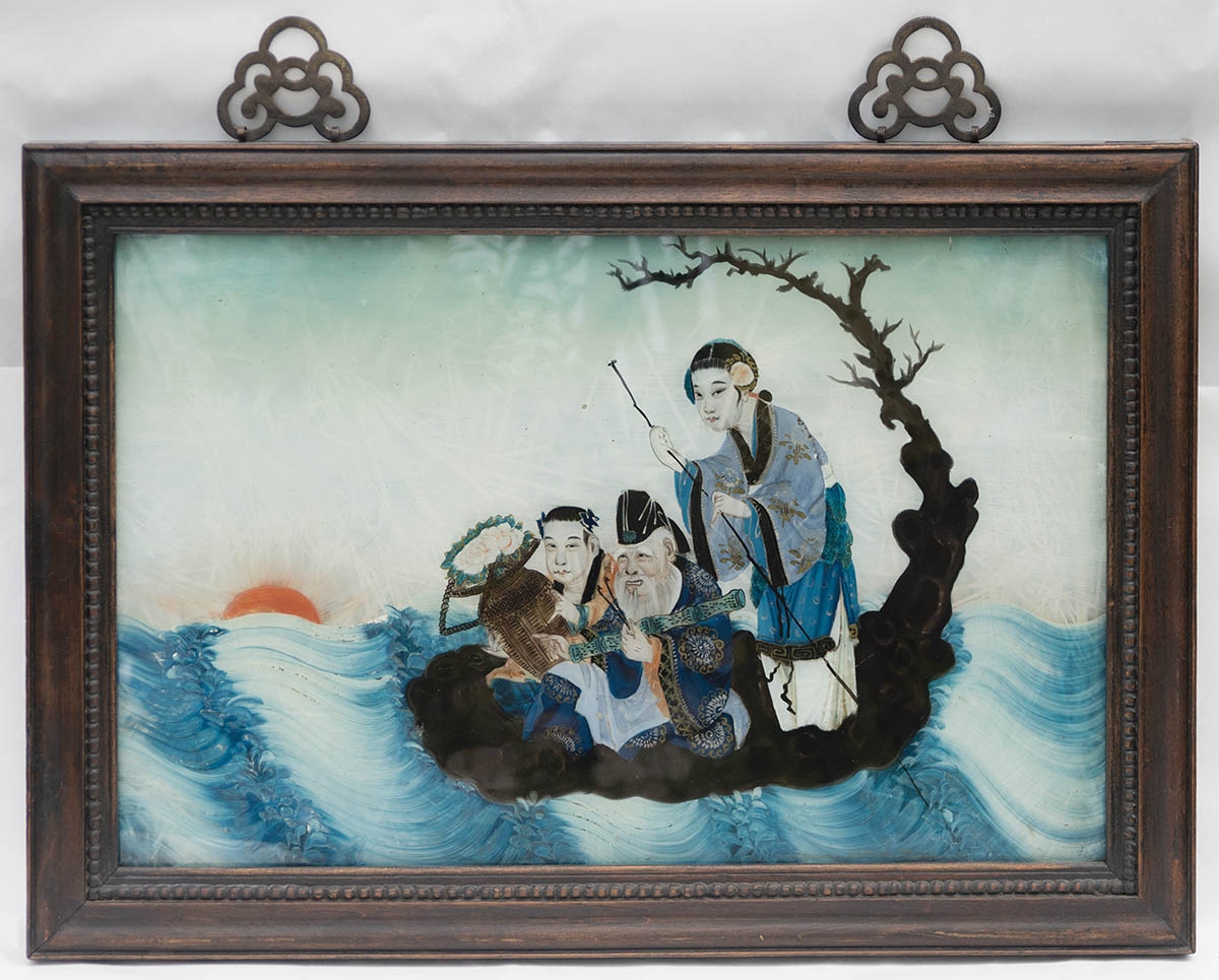 Chinese School, 19th Century | Elder and two women on a raft (19 ...