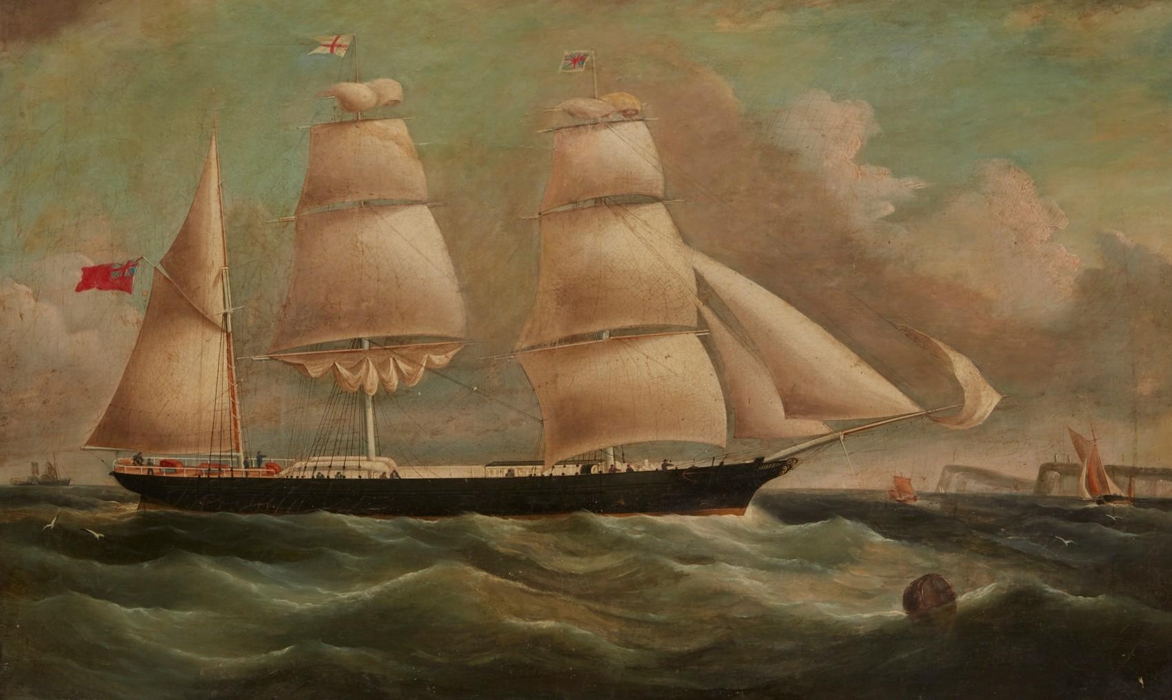 English School, 19th Century | British merchant navy three mast ship ...