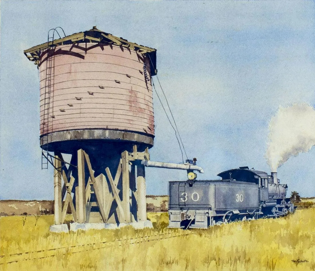Tom Schutz | Water Stop for Steam Locomotive | MutualArt