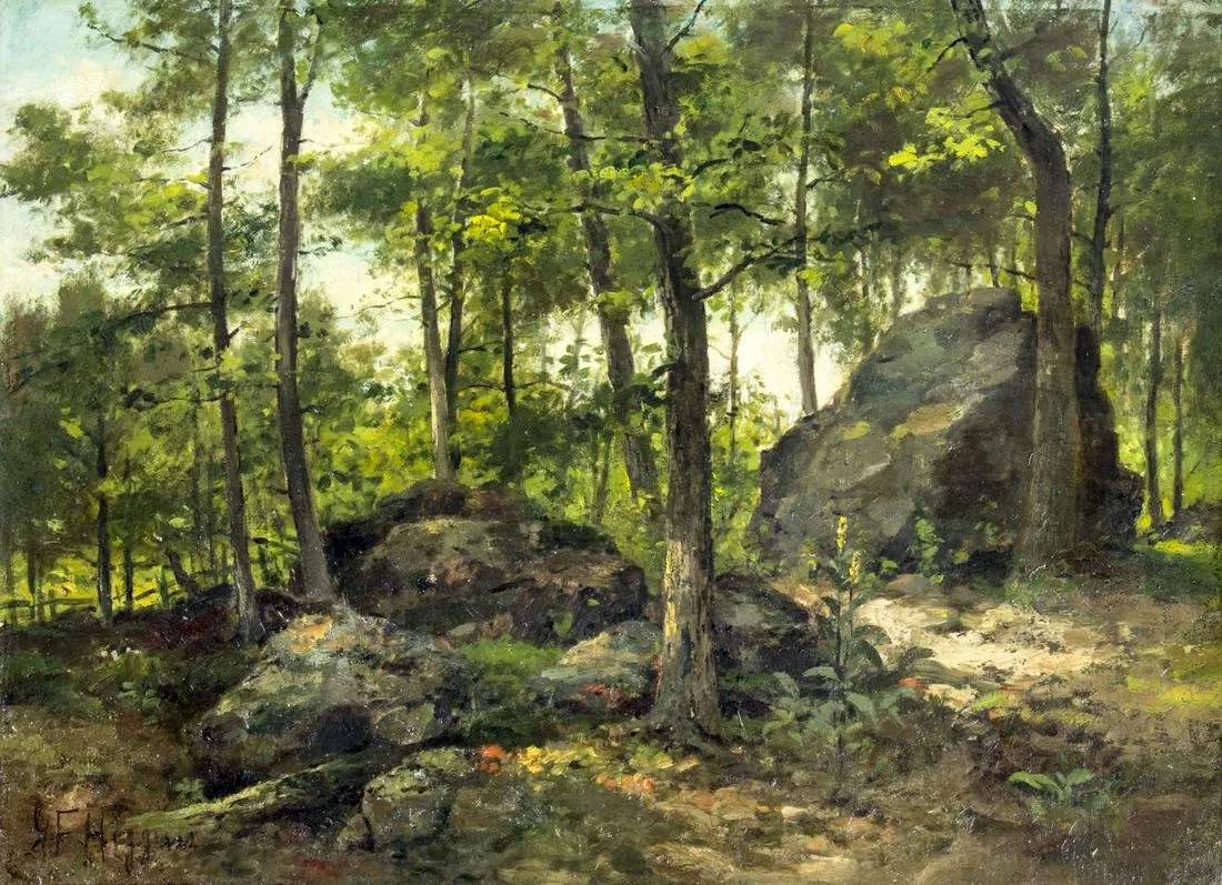 George Frank Higgins | Portrait of a Farmhouse with Green Shutters and ...