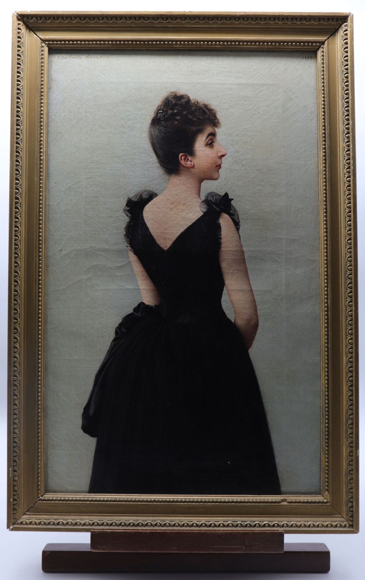 Jules Émile Saintin | Young woman with a black dress seen from behind ...