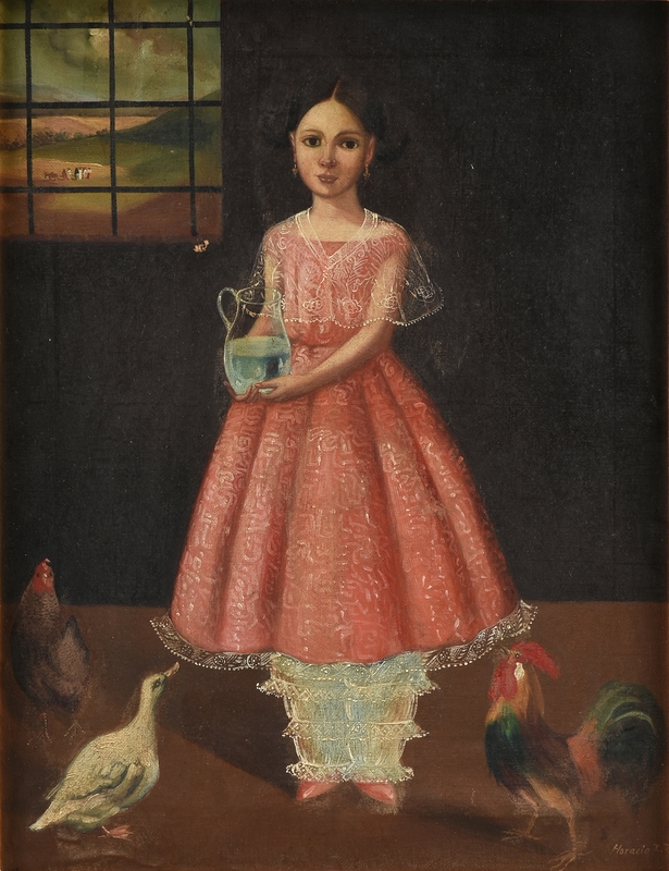 Horacio Rentería Rocha | Girl in Pink Dress Holding Water | MutualArt