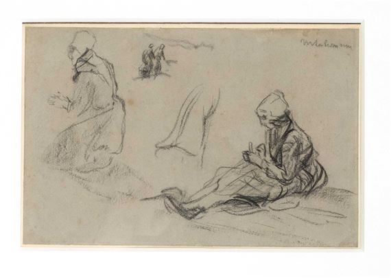 Max Liebermann | Dutch study sheet, four figures, | MutualArt