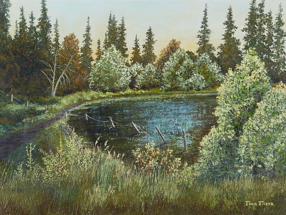 Ellen Eilers | Untitled (Forest Pond with Fence) | MutualArt