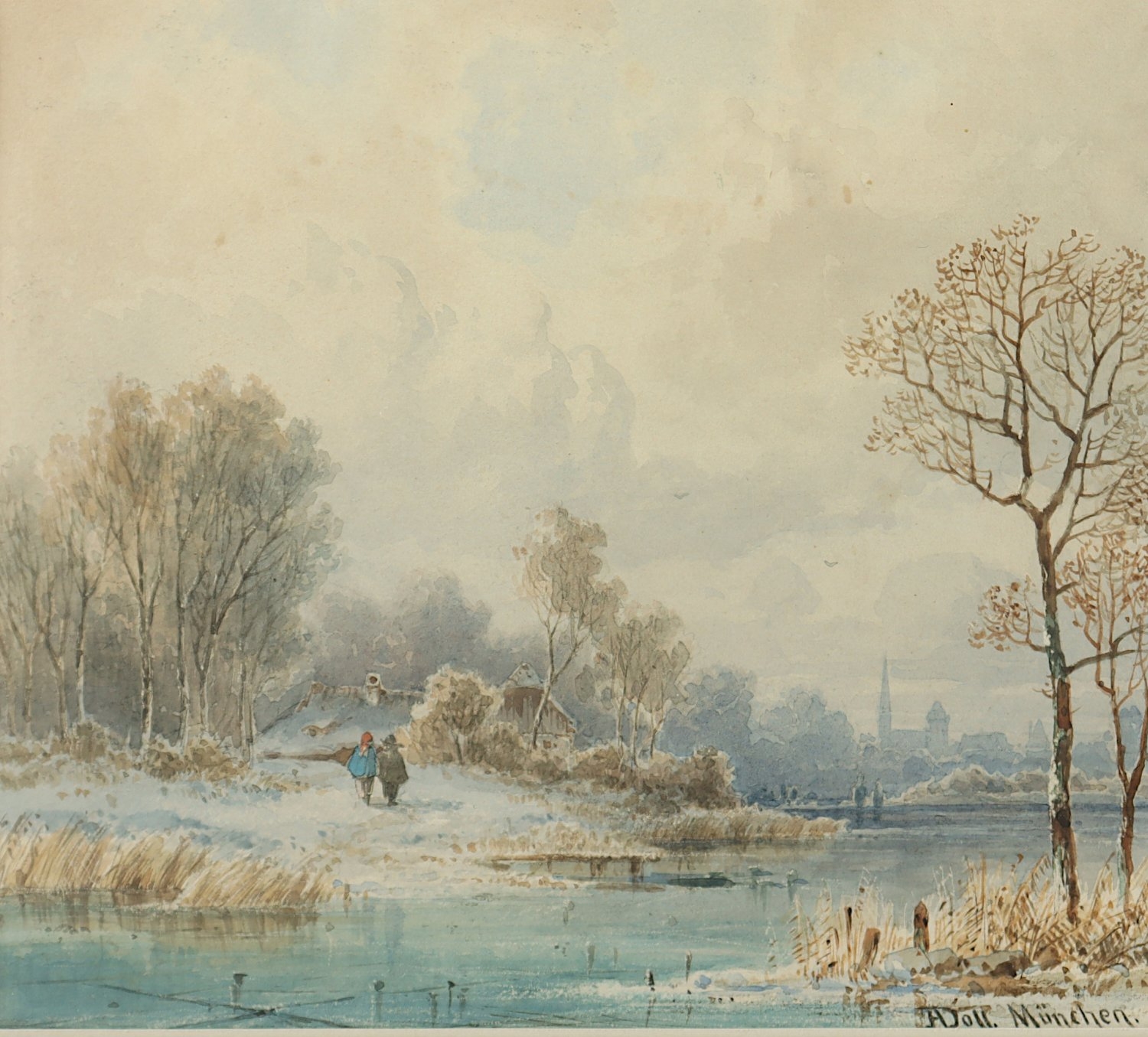 Anton Doll | Winterliche Landschaft mit Wanderern | MutualArt
