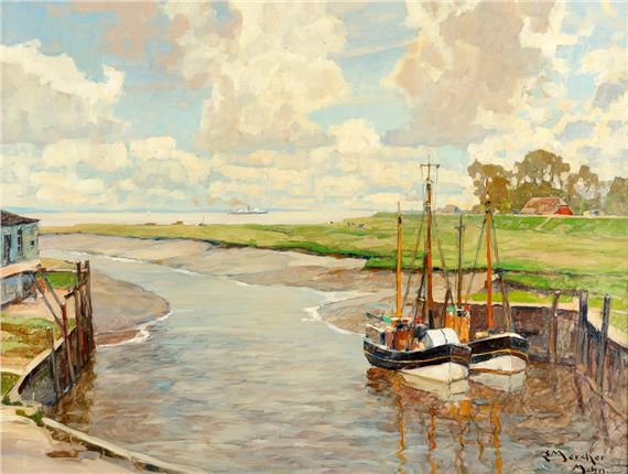 Erich Mercker | Ottendorfer Schleuse an der Unterelbe | MutualArt