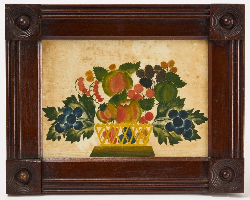 American School, 19th Century | Theorem painting of girl with sheep ...