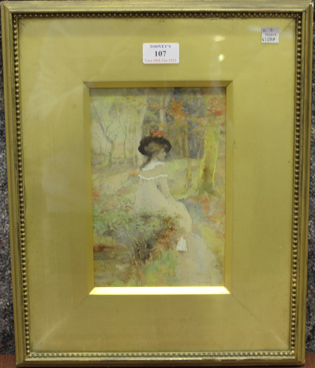 David Woodlock | Young Girl in a Woodland Setting (19th Century ...