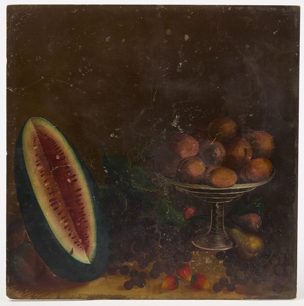 American School, 18th Century | Folk art still life with watermelon ...