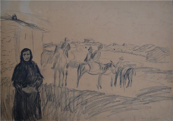 Charles Milcendeau | VIEILLE FEMME À LEDESMA (1901) | MutualArt