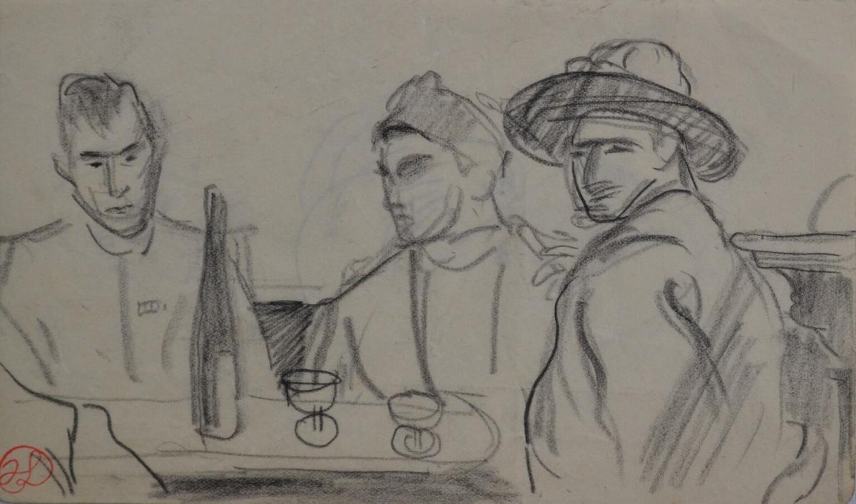 Jean Launois | Trois personnages au bistrot | MutualArt